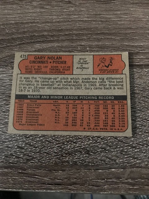 1972 Topps - #475 Gary Nolan for sale online | eBay
