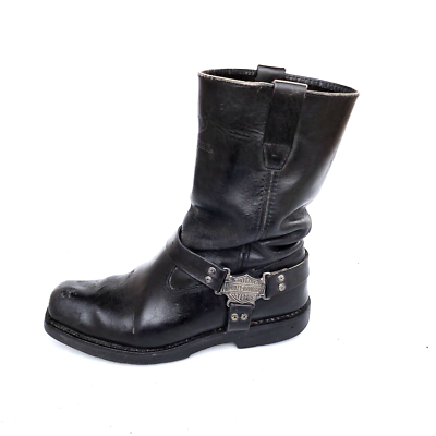 Harley Davidson Leather Motorcycle Riding Boots Sz 10 USM Black Harness ...