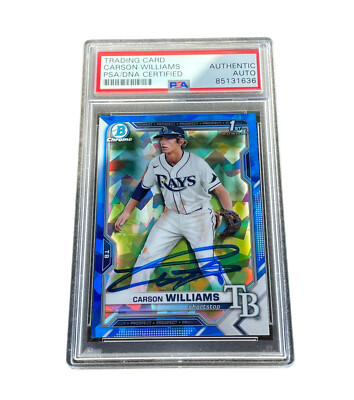 Carson Williams Signed Blue Sapphire Card Tampa Bay Rays Auto Autograph ...