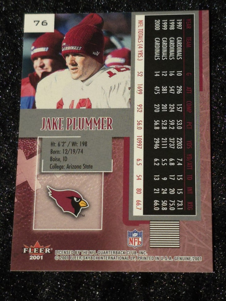 2001 Fleer Genuine NFL Arizona Cardinals Jake Plummer Card #76 | eBay