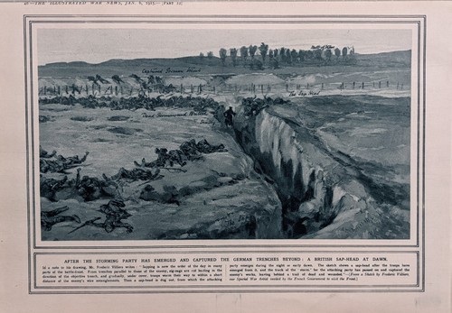 1915 WWI WW1 Aufdruck Britisch Sap-Head At Dawn German Gräben Nach ...