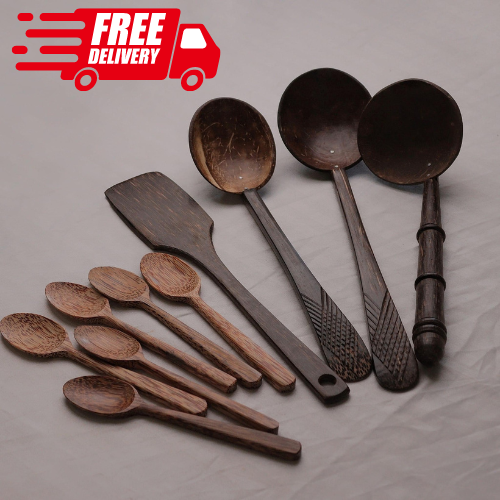 Kithul Wood Cooking Spoon 6 & 10 Set Made in SriLanka Handcraft Kitchen ...