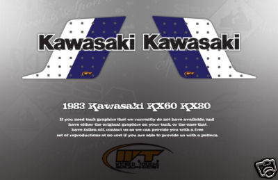 VINTAGE LIKE NOS KAWASAKI 1983 KX80 KX60 KX250 DECALS GRAPHIC WICKED ...