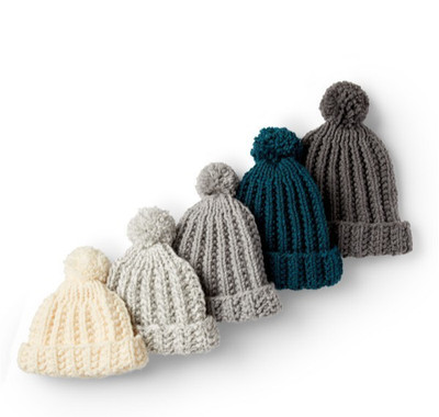 KNITTING PATTERN - SUPER CHUNKY WOOL RIBBED BOBBLE HAT 2 YEARS - ADULT ...