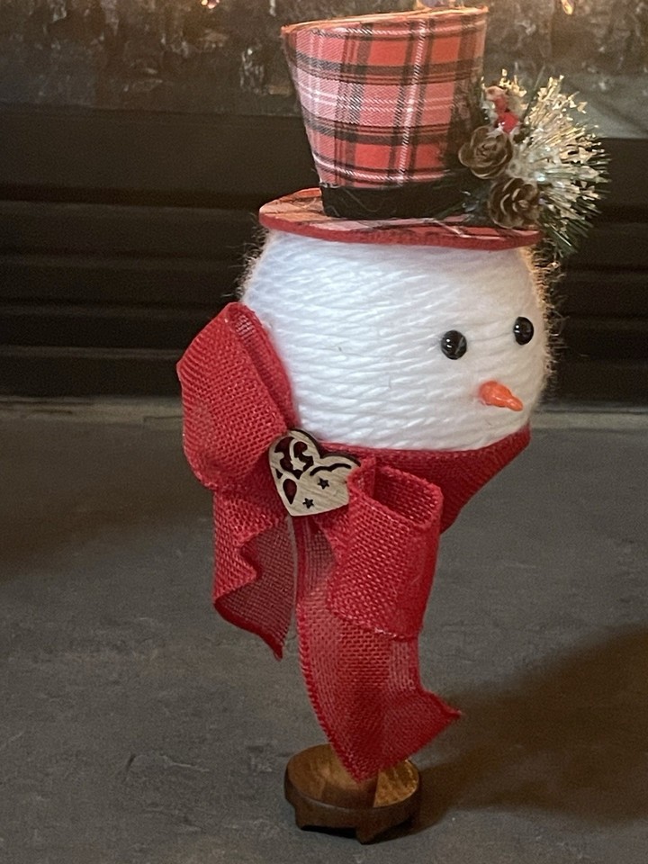 Snowman Head Attached To Vintage Thread Spool. Handcrafted. Christmas ...