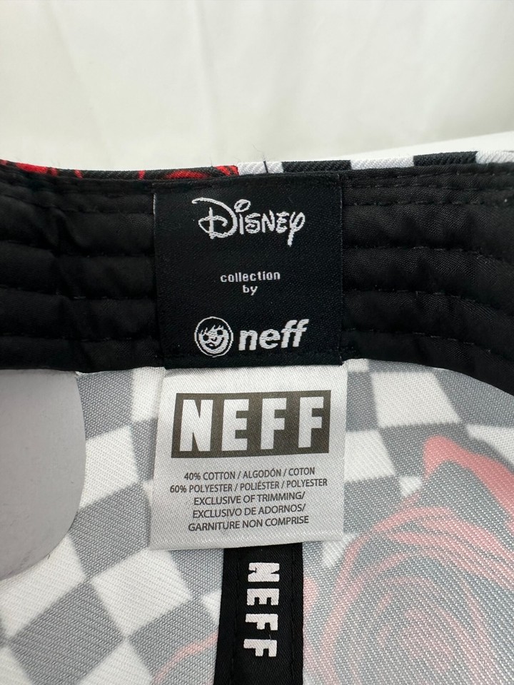 Neff Mickey Mouse Red Roses Black & White Checkered Snapback Cap Disney ...