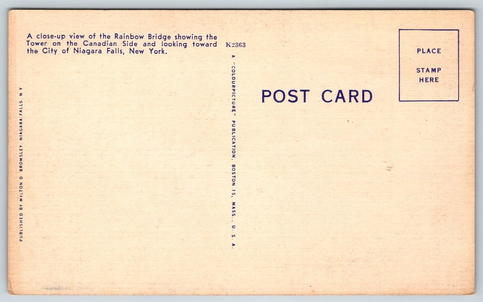 Postcard Rainbow Bridge, Bird's Eye View, Niagara Falls Unposted | eBay