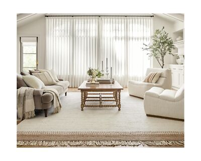 Surya x Becki Owens Kamey Farmhouse Fringe Area Rug, 5' x 7'6", Ivory ...