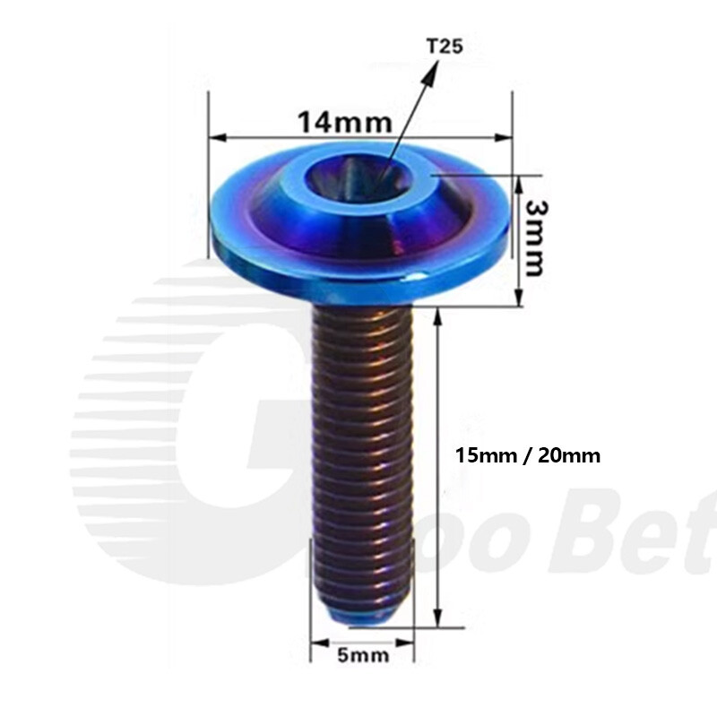 M5 Titanium Low Profile Torx T25 Washer Bolt Screw 15mm 20mm Grade 5 Ti ...