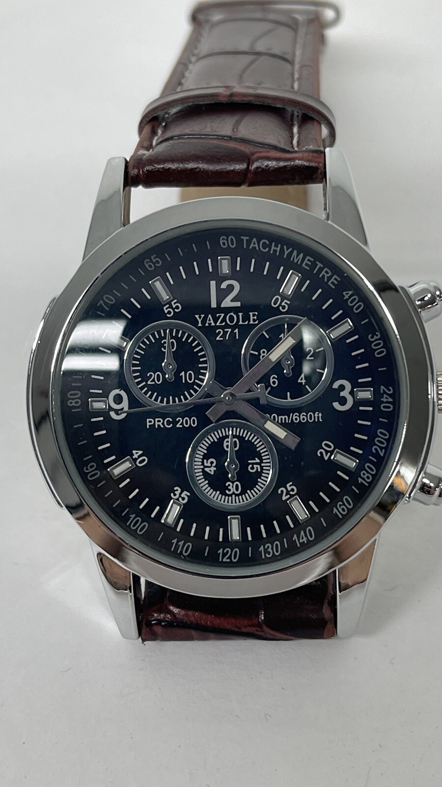 Yazole Watch Men Business Fashion Blue Dial Glass Surface Quartz Brown ...