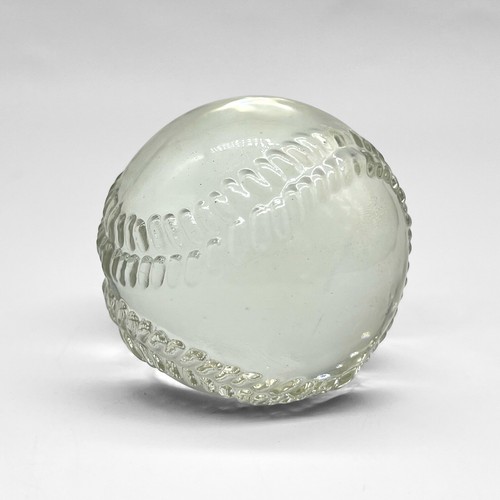 Baseball Paperweight 10oz Clear Crystal Glass Embossed Stitching 2-1/4 ...