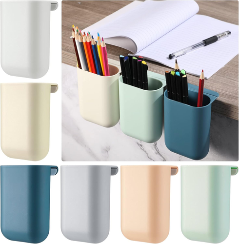 6 Pcs Adhesive Pencil Holders for Desk Attachable Deskside Pen Holder ...