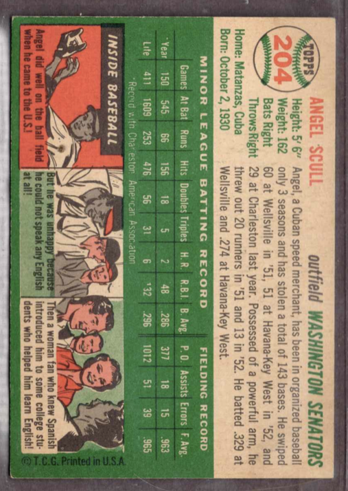 1954 Topps Set-Break #204 Angel Scull EX-EXMINT *JAYSACE* | eBay