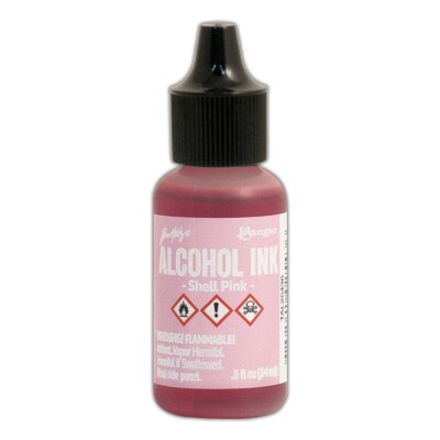 Ranger, Tim Holtz, Alcohol Ink, Shell Pink Alcohol Ink, .5 fl oz, Light ...