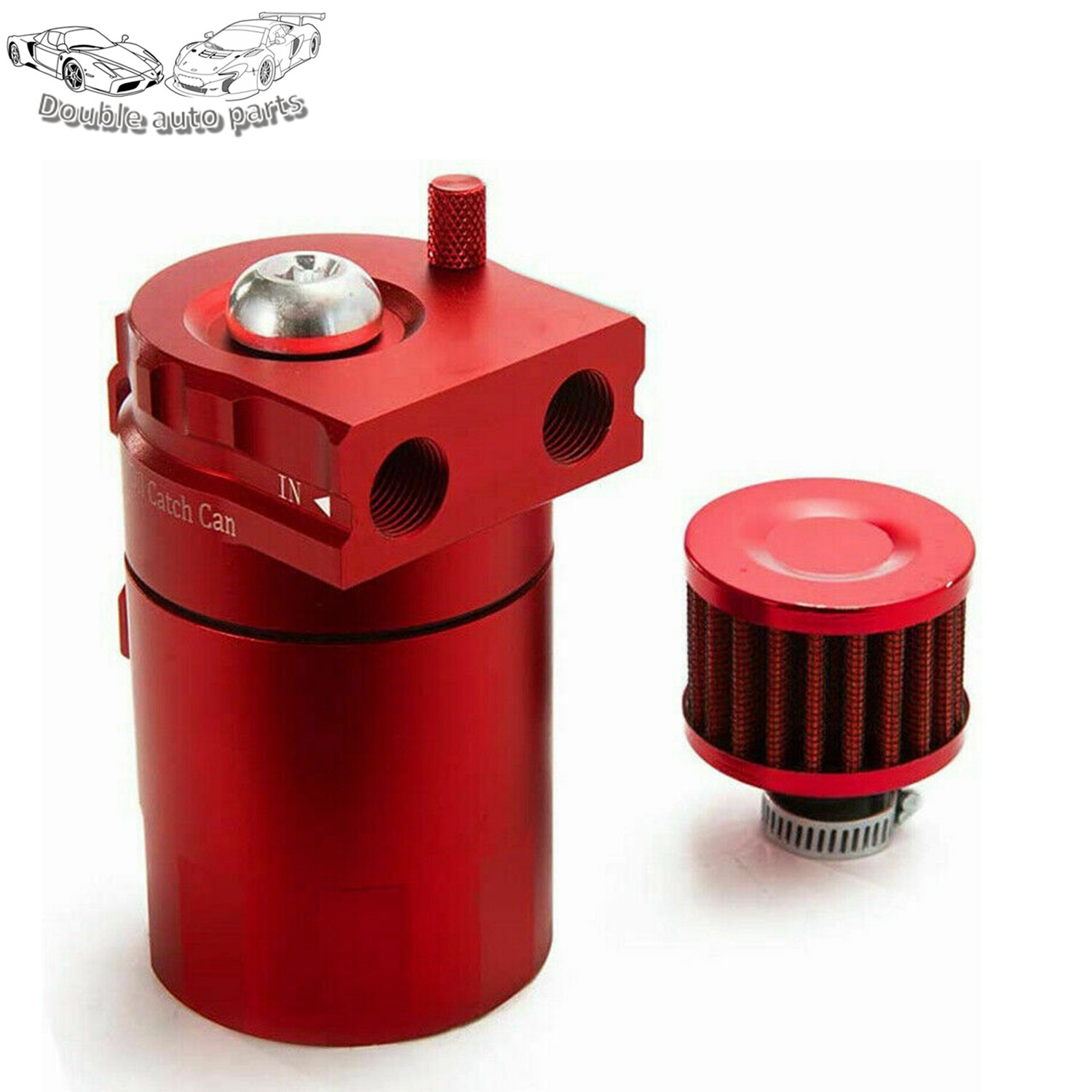 Universal Red Oil Catch Reservoir Breather Can Tank Filter Kit Cylinder ...