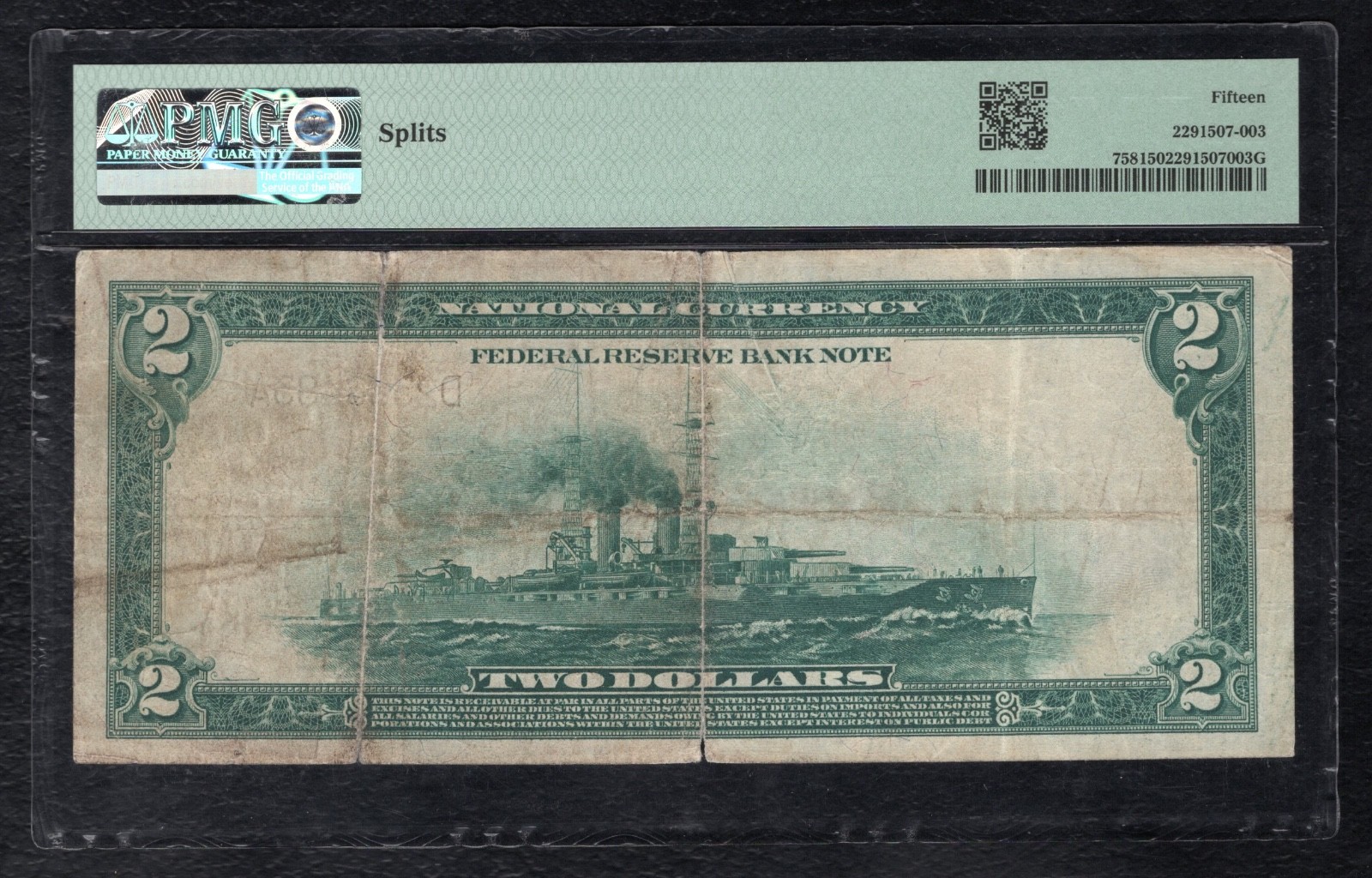 FR. 758 1918 $2 “BATTLESHIP” FRBN FEDERAL RESERVE NOTE CLEVELAND, OH ...