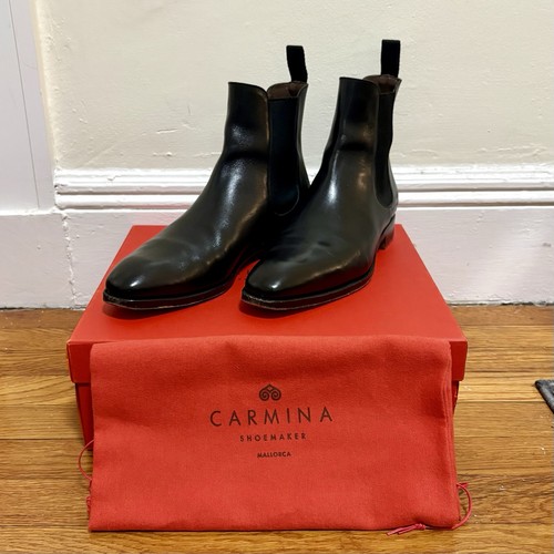 Men’s Carmina Black Leather Chelsea Boots - Rain Last - Leather Soles ...