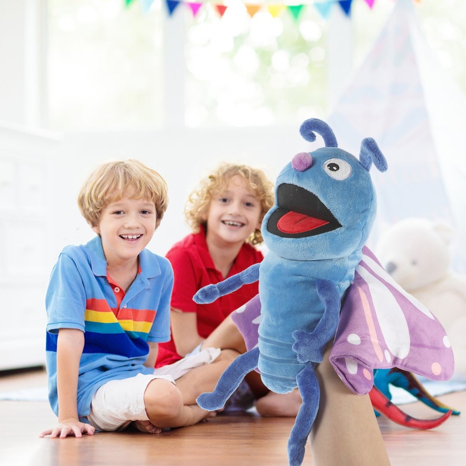 Plush Hand Puppet Stuffed Cartoon Butterfly Doll Hand Puppet Plaything ...