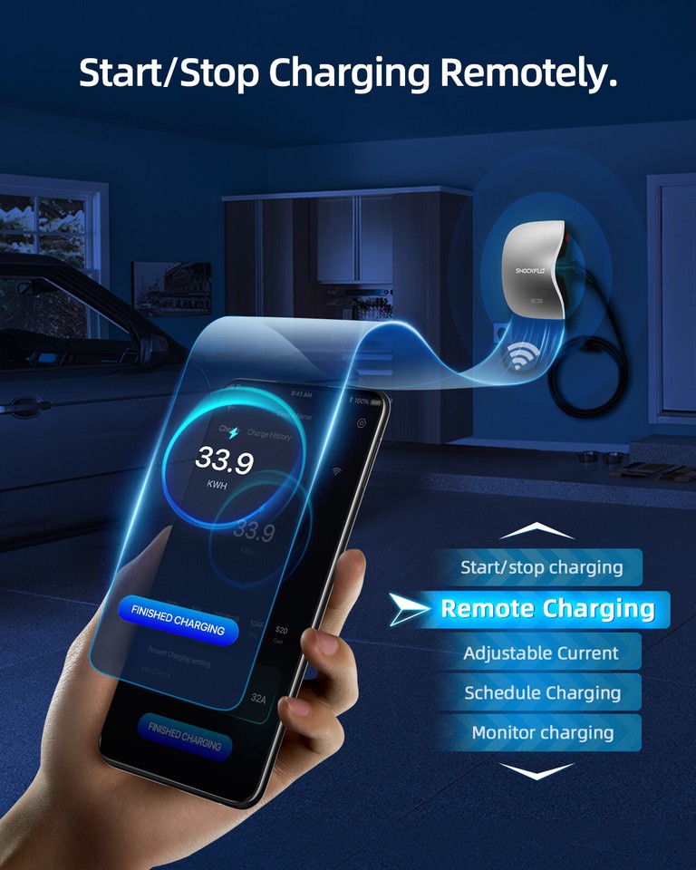 Shock Flo S1 Level 2 EV Charger 40 A Cable&RFID 17FT NEMA 14-50 Plug ...