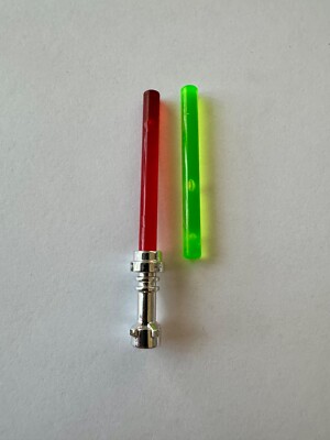 LEGO Star Wars Chrome Silver Lightsaber Hilt with Red and Green 4L Bar ...