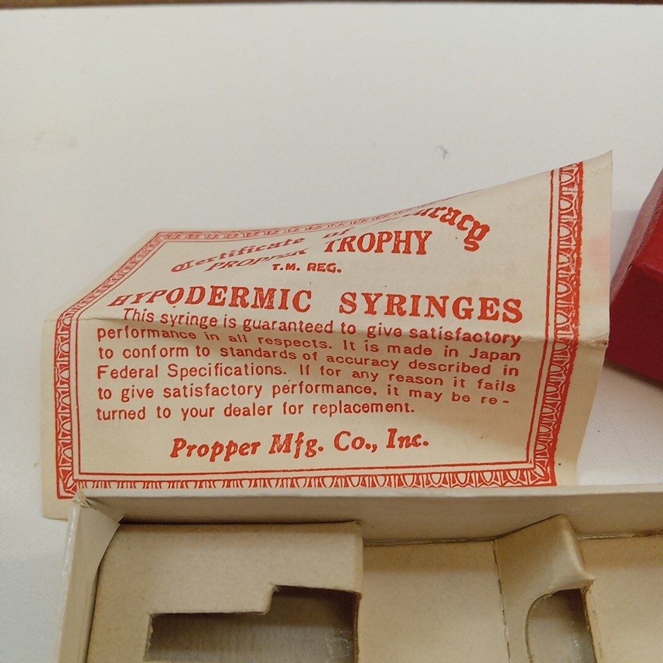 Vintage Glass Syringe Luer 2cc Original Package Propper Trophy 1960's ...