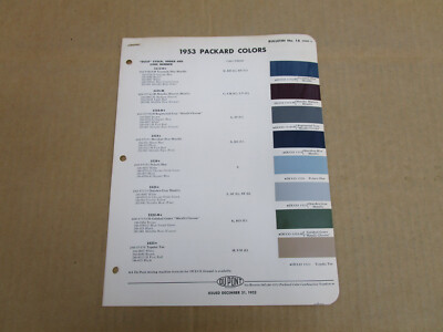 1953 Packard car exterior paint color chip chart sheet sample | eBay