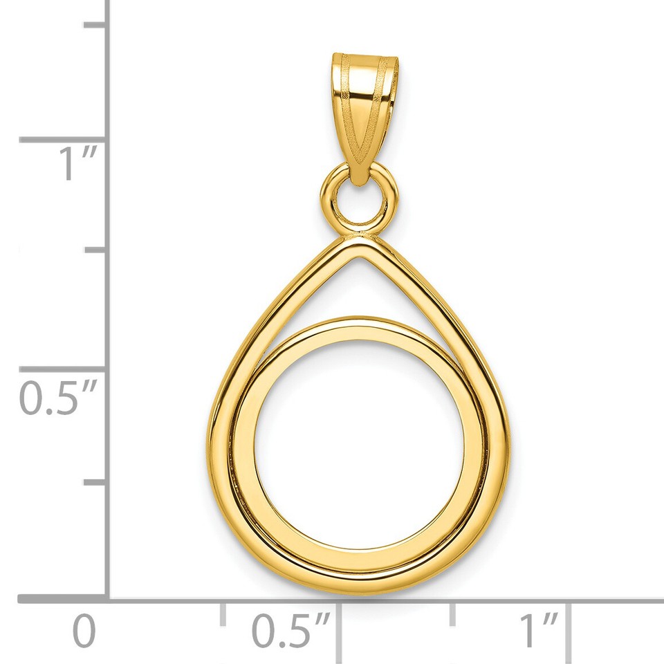 Gold Coin Bezel Pendant Mounting in 14K Yellow White Gold - 14mm-32.7mm ...
