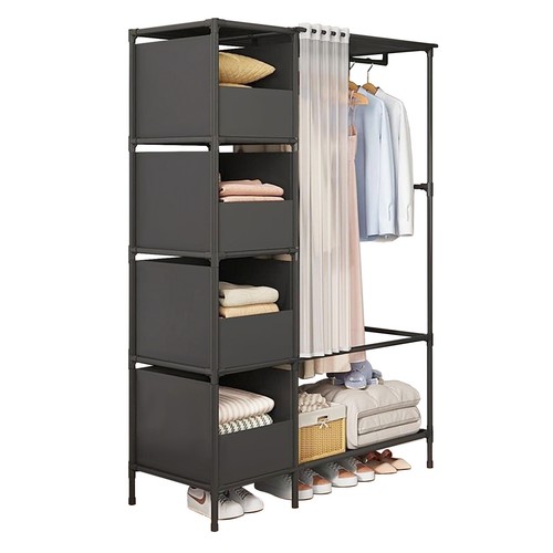 Portable Wardrobe Garment Rack Clothes Hanger Storage Shelves Sturdy ...