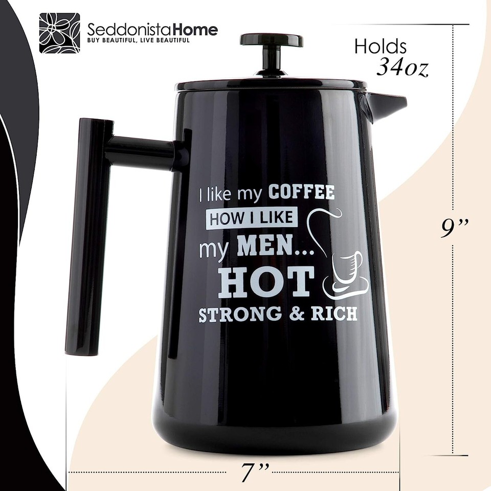 34oz French Press Double Walled Stainless Steel Coffee Maker Pot OR ...
