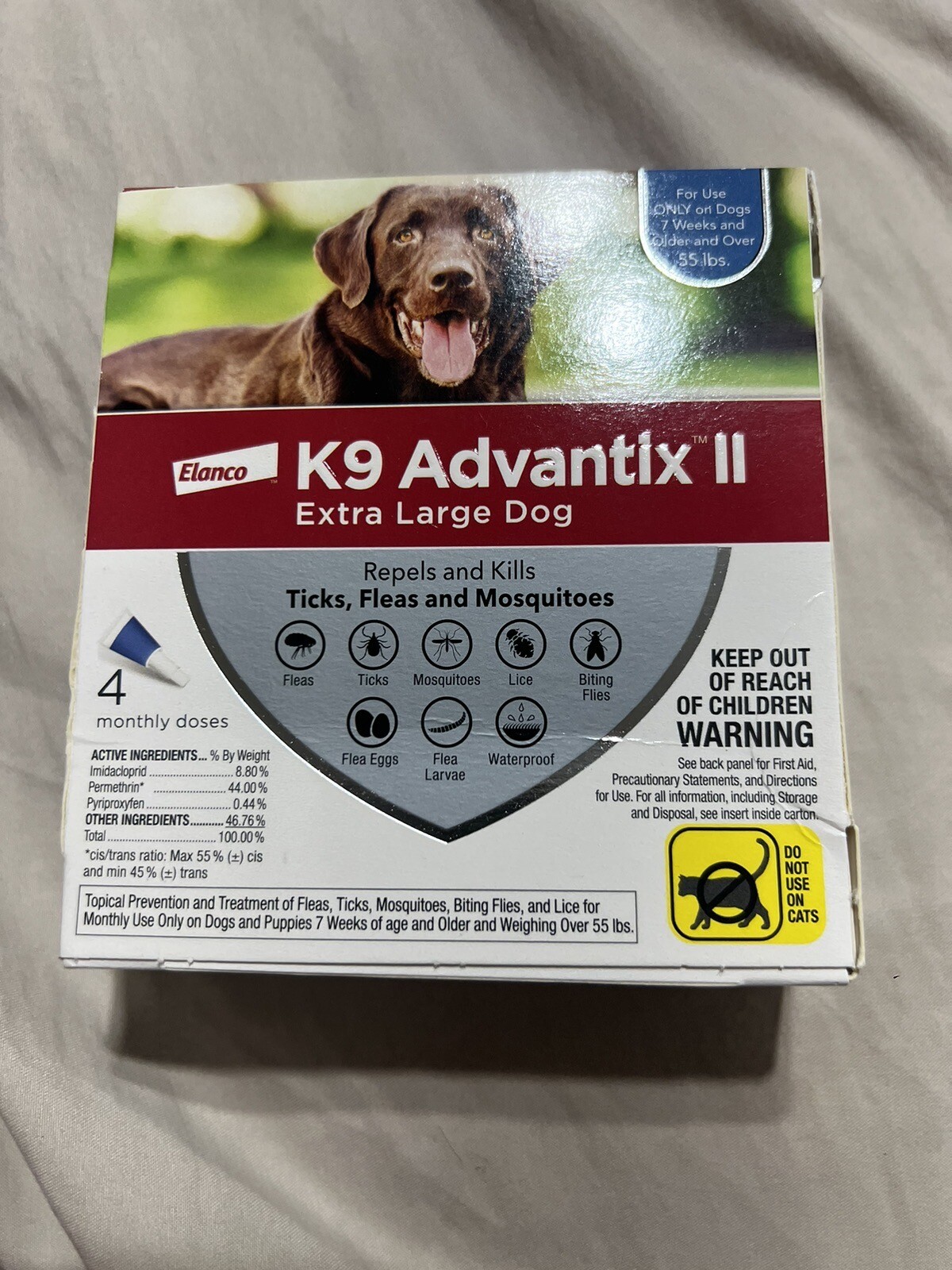 Bayer K9 Advantix II for Extra Large Dogs Over 55lbs (4 Pack Box) for ...