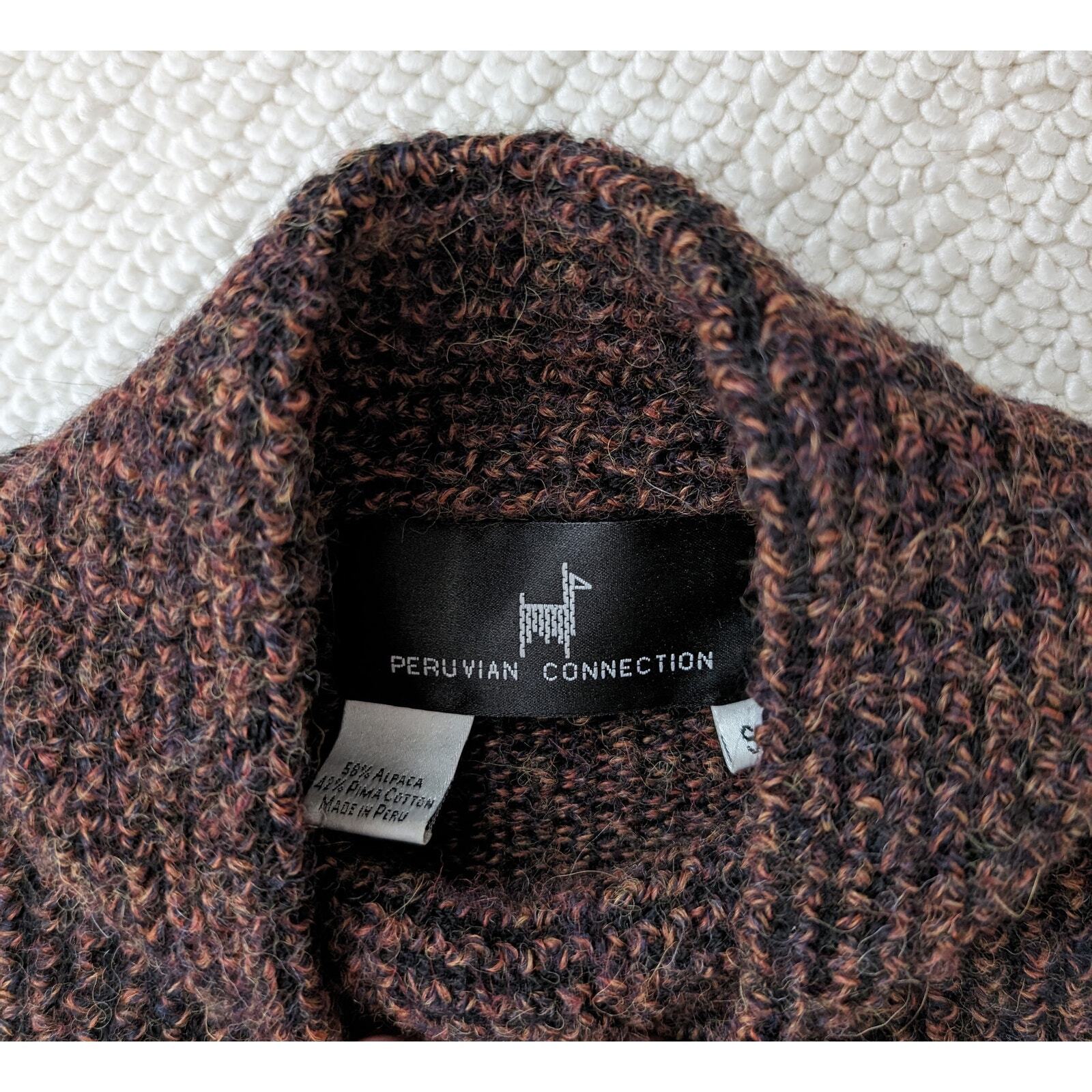 Peruvian Connection Brown Mock Neck Alpaca Sweater - Gem