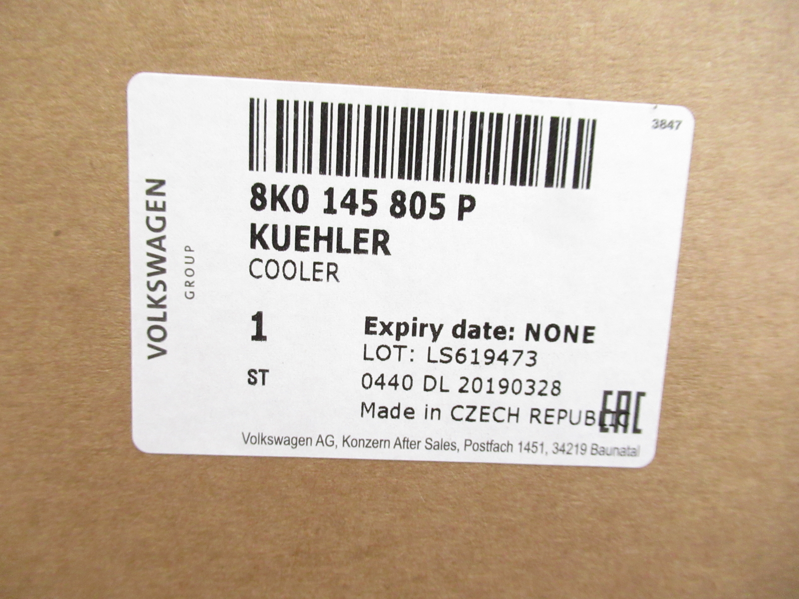 Genuine OEM Audi 8K0-145-805-P Intercooler | eBay