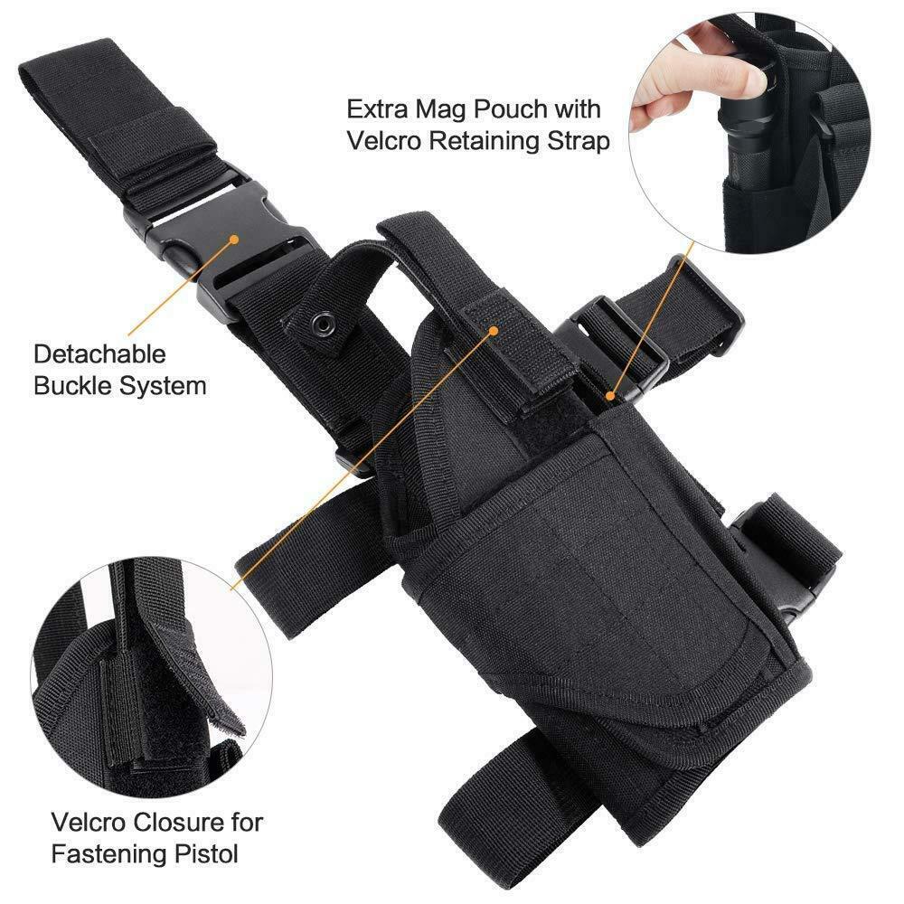 Adjustable Tactical Pistol Bag/Gun Drop Leg Thigh Holster Mag Pouch ...