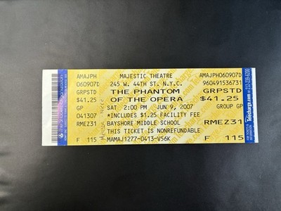 ️THE PHANTOM OF THE OPERA ️Broadway Ticket Majestic Theatre June 9 2007 ...