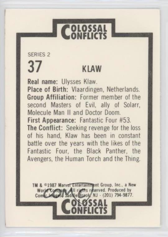 1987 Comic Images Colossal Conflicts Series 2 Klaw #37 08wd | eBay