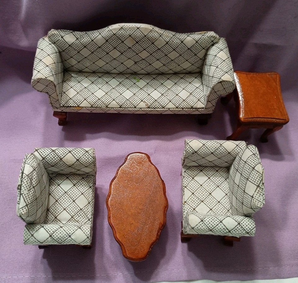 Three Hands Corp Fabric & Wood Living Room Doll House Furniture 5 pc ...