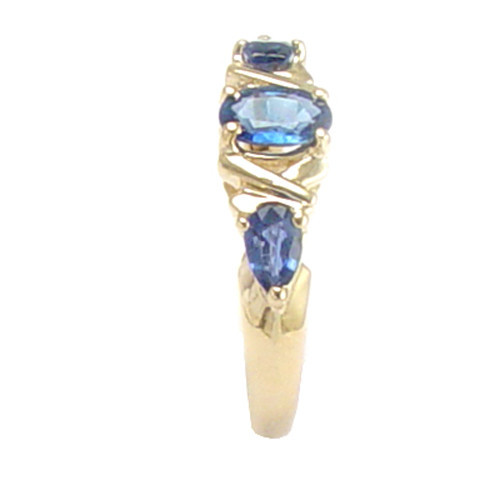 1.35 CWT GENUINE SAPPHIRE THREE STONE RING 14K YELLOW GOLD # R326 | eBay