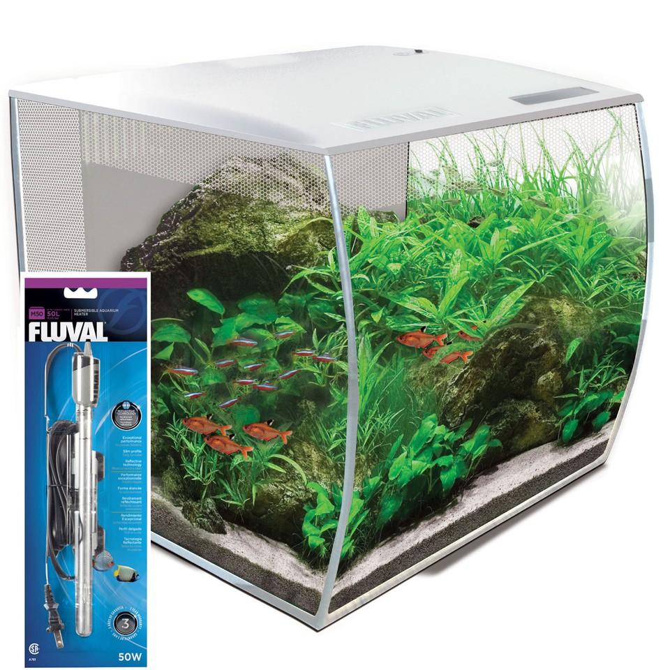 Fluval Flex LED Nano White Aquarium Tank Integral Filter & Remote opt ...