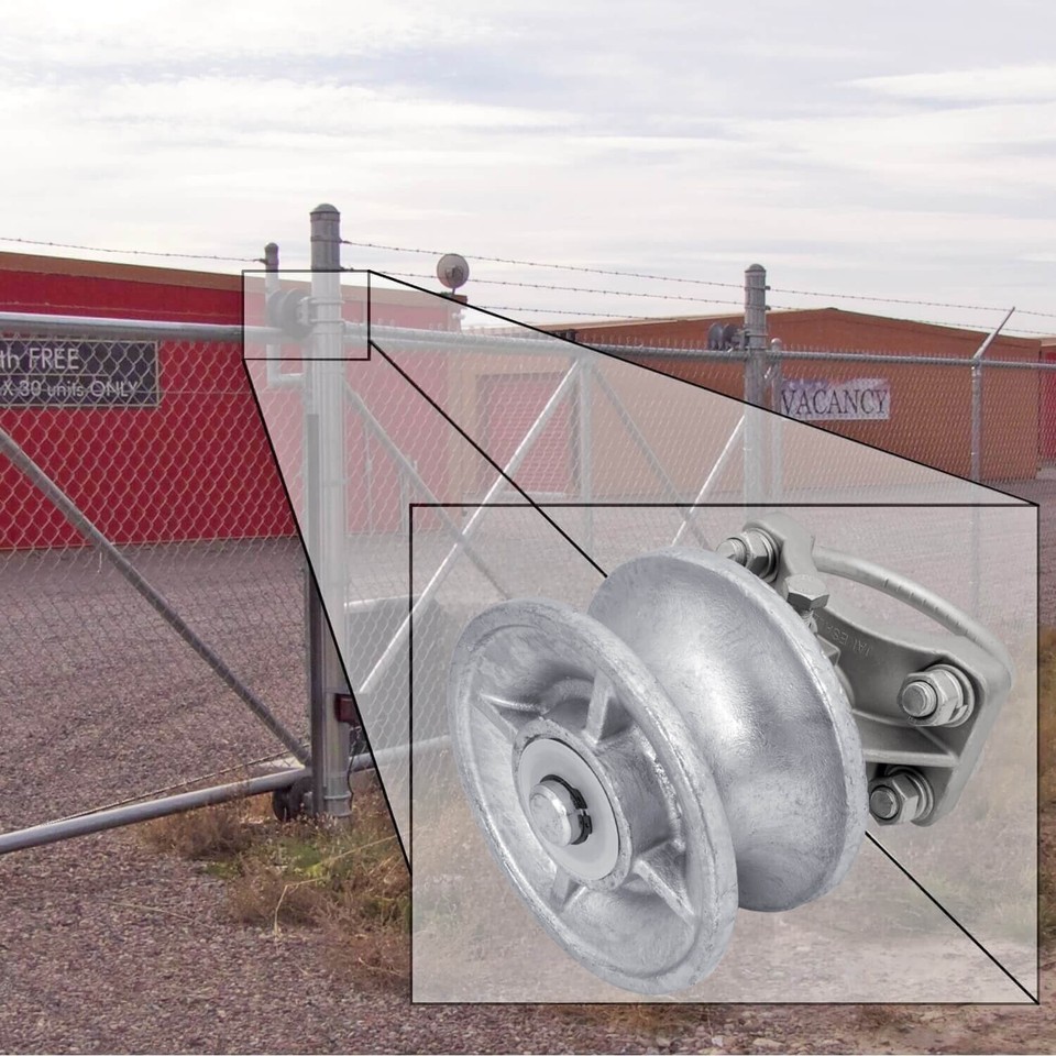 (1) CANTILEVERED GATE ROLLER: Hardware for 4" posts & 2-3/8"(2-1/2 ...