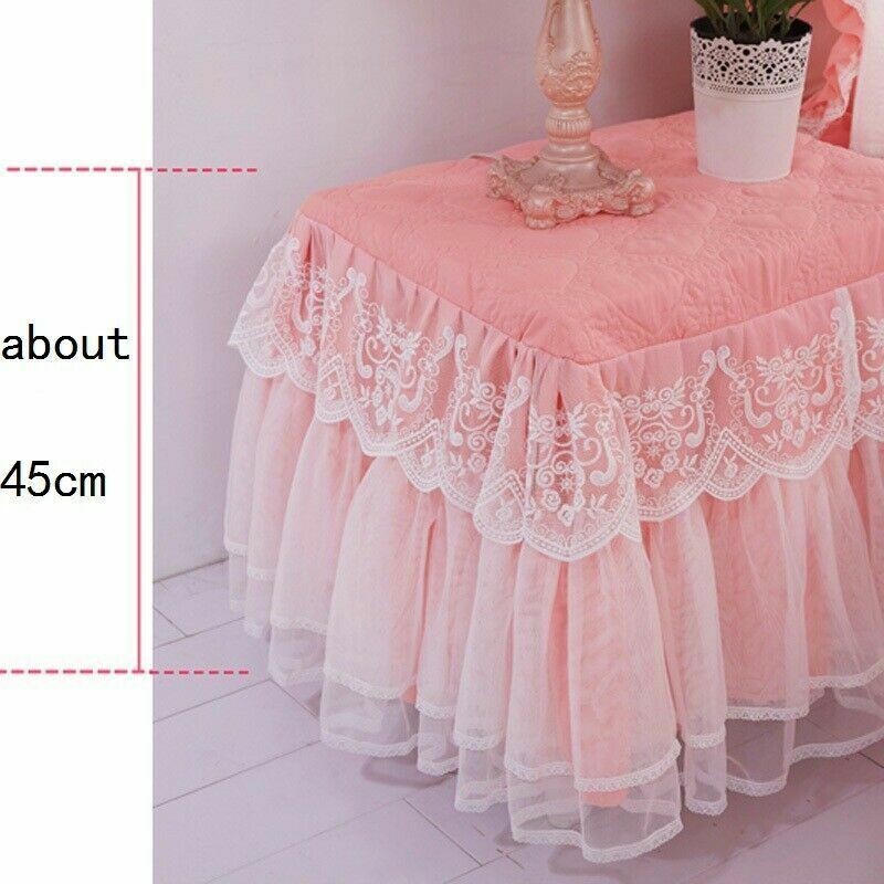 1X Lace Ruffle Dust Cover Bedside Table Small Desk Protector Princess ...