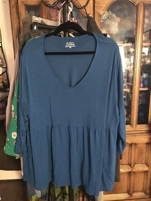 Simply Emma Teal Babydoll Tee 3X | eBay