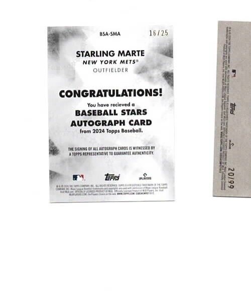 2024 Topps Series 1 - Starling Marte - Baseball Stars Auto 16/25 | eBay