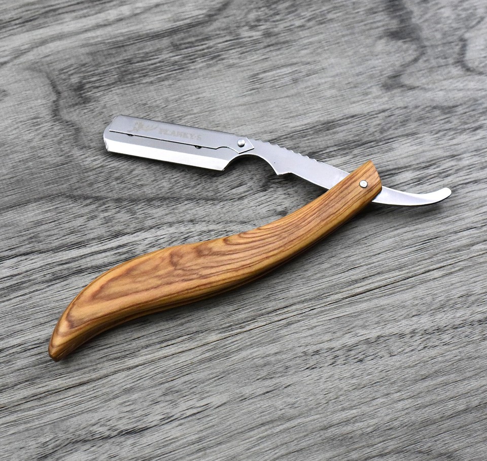 Classic Straight Steel Edge Barber Razor Folding Shaving Knife+ 10 pcs ...