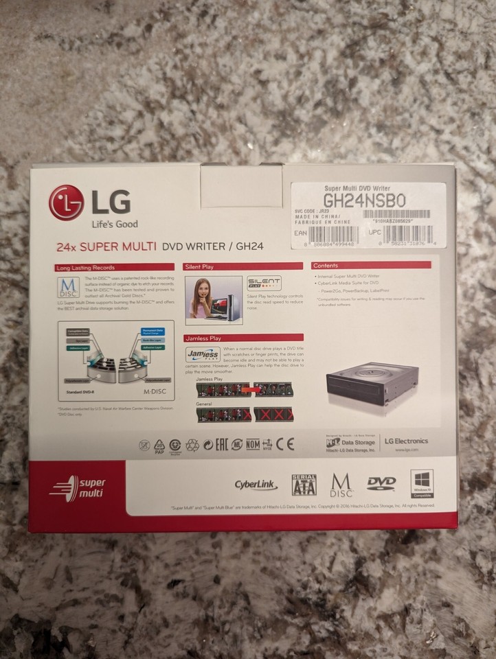 LG Super-Multi 24x Internal DVD±RW/CD-RW Drive - Black (GH24NSB0) | eBay
