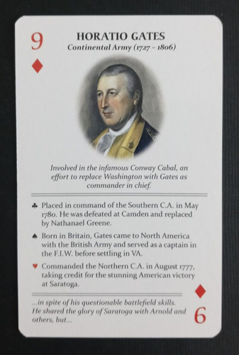 2011 Famous Generals Of The American Revolution Playing Card 9 Diamonds ...