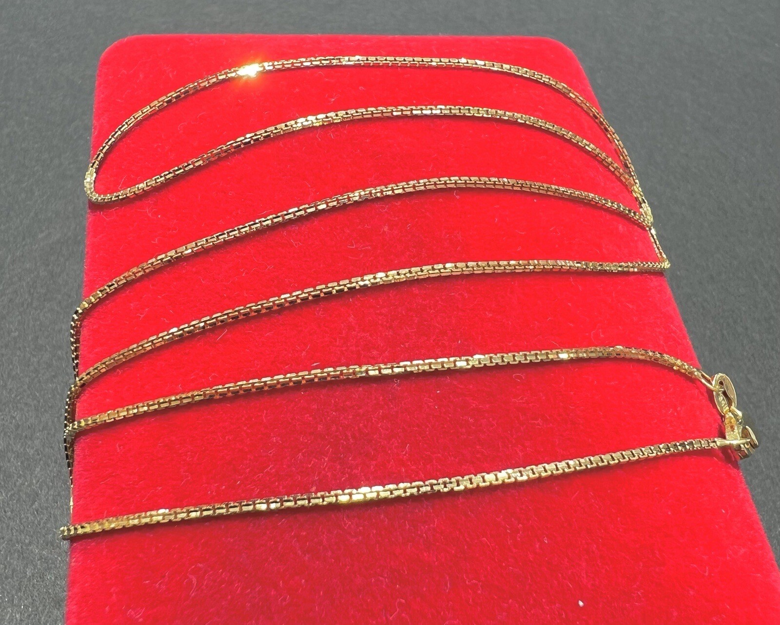 18K Yellow Gold Box Link Chain Necklace | eBay