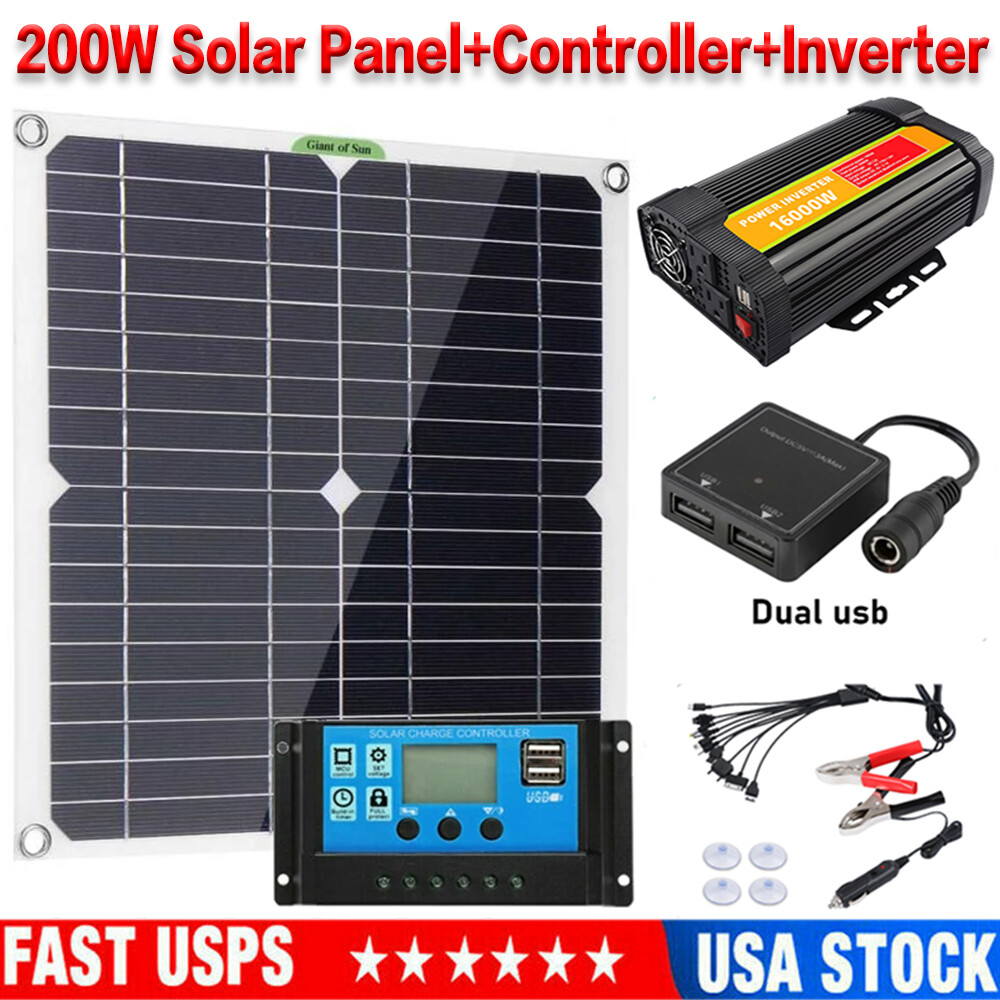 6000W Inverter Solar Panel Kit Solar Power Generator 100A Home 110V ...