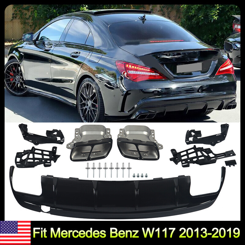 Fit For Mercedes Benz W117 CLA250 2013-2019 Rear Bumper Diffuser Lip W ...