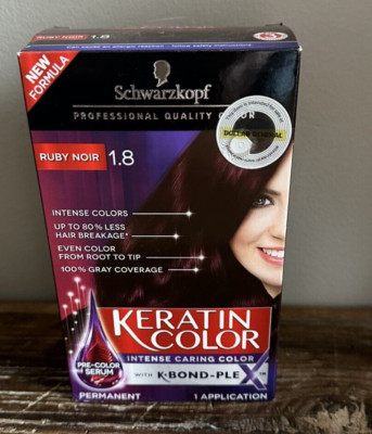 Schwarzkopf Keratin Color Permanent Hair Color with K-Bond #1.8 Ruby ...