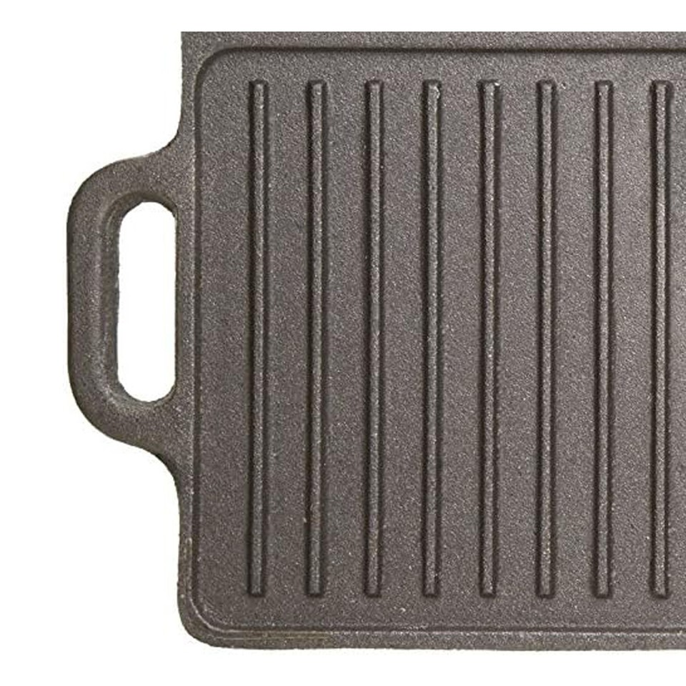 KitchenCraft Cast Iron Griddle Plate 45x23cm | Reversible Grill Pan ...